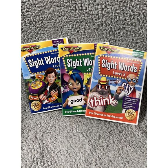 Media | Rock N Learn Sight Words 3 Dvd Set Levels 1 2 3 Over 195 Words ...